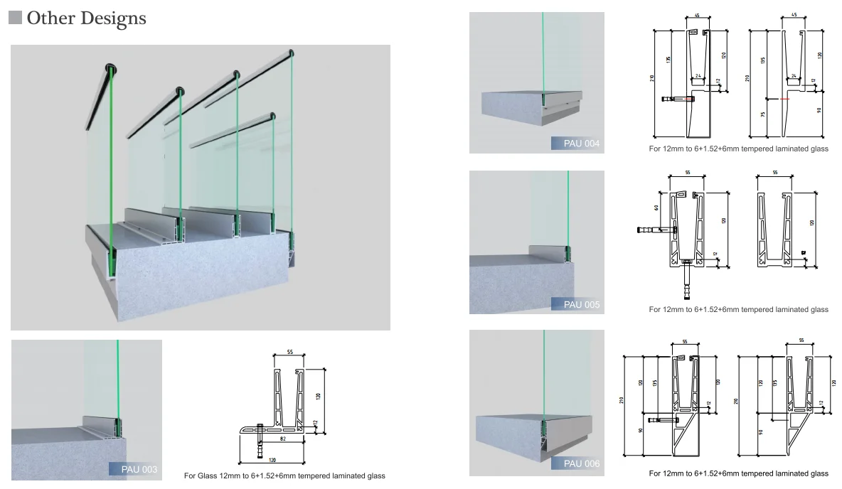 Simple Stainless Steel Glass Parapet Wall Post Modern Glass Railing