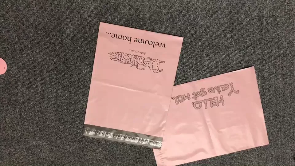 Pink Custom Printed 100% Biodegradable Poly Mailers Bags Transparent ...