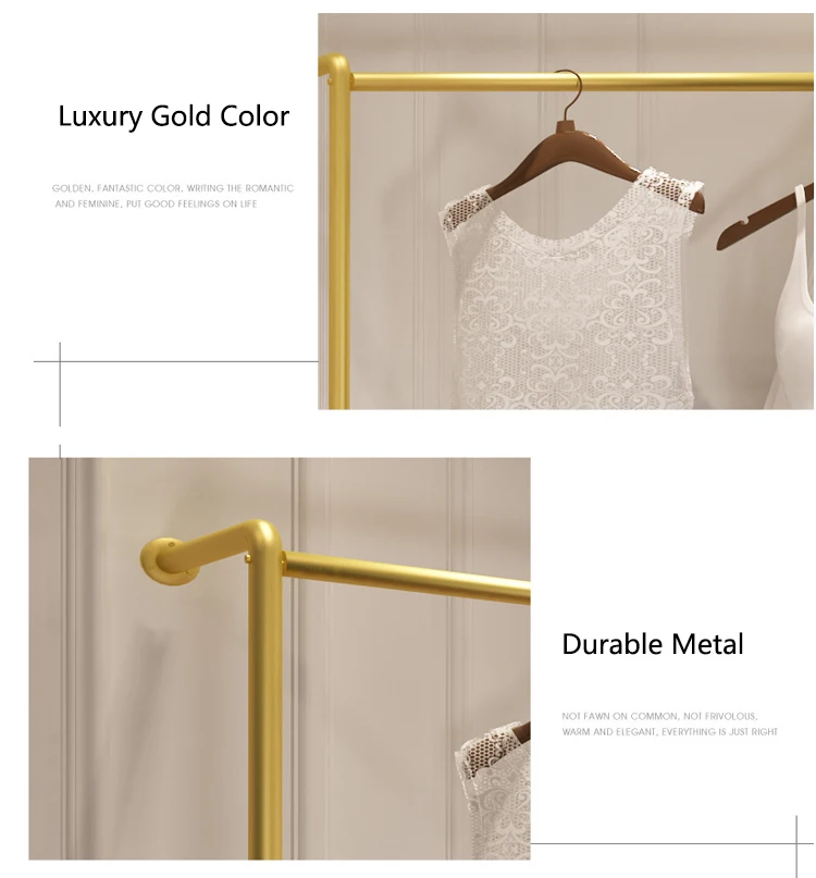Gold Hanging Rail Stainless Clothing Shop Metal Round Clothes Wedding ...