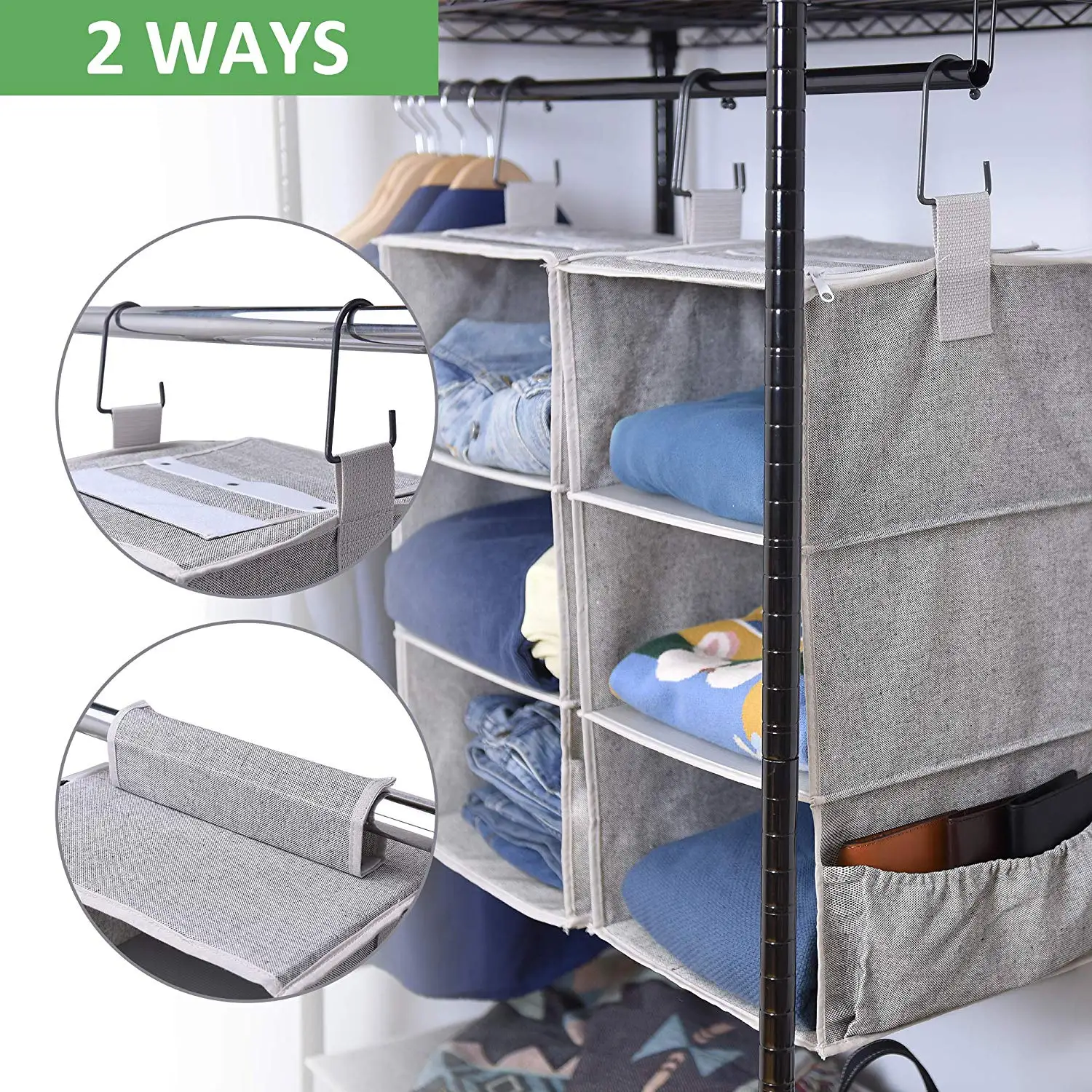School Clothes Organizer Day Of Week 6-Shelf Hanging Closet Organizer ...