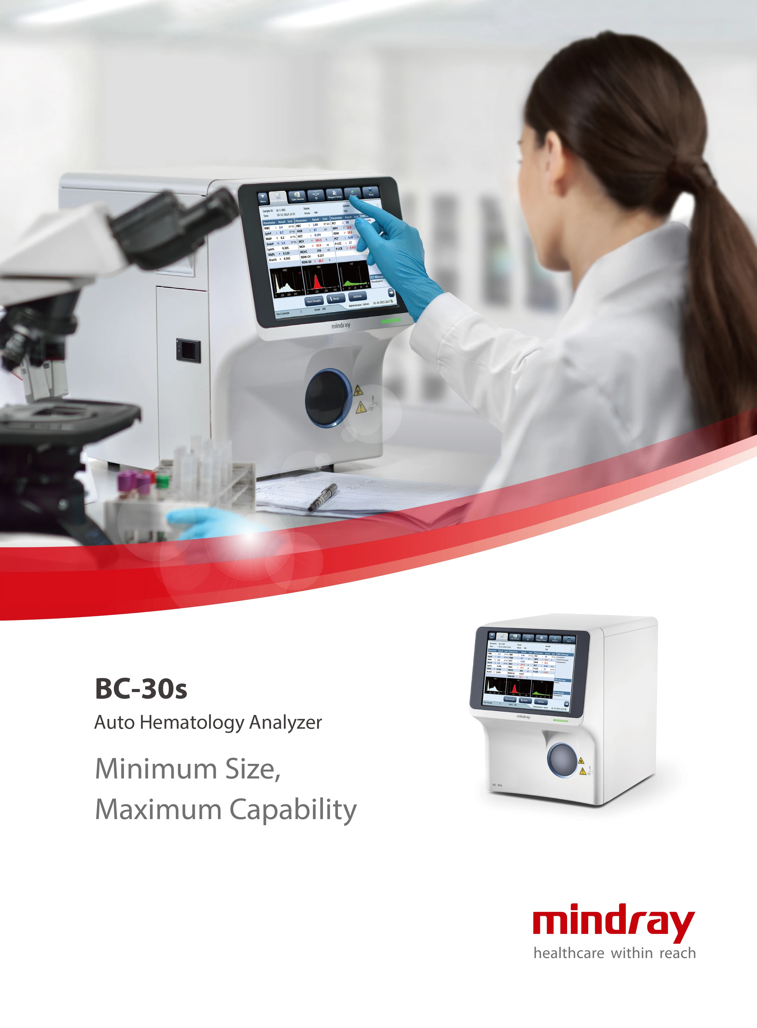 Bc-30s 3-part Diff Auto Mindray Hematology Analyzer Medical Equipment ...