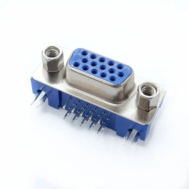 Blue Vga Connector Socket Three Rows Of 15-pin 90 Degree Bending Feet ...