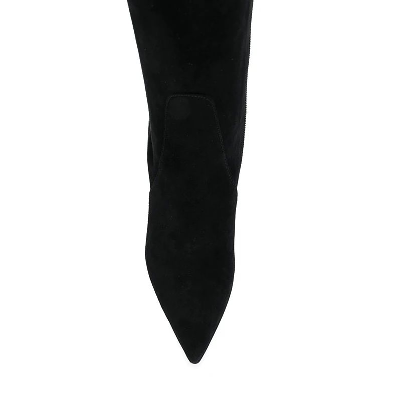 Women Factory Black Suede Pointed Toe Fashion 2019 Winter High Heels ...