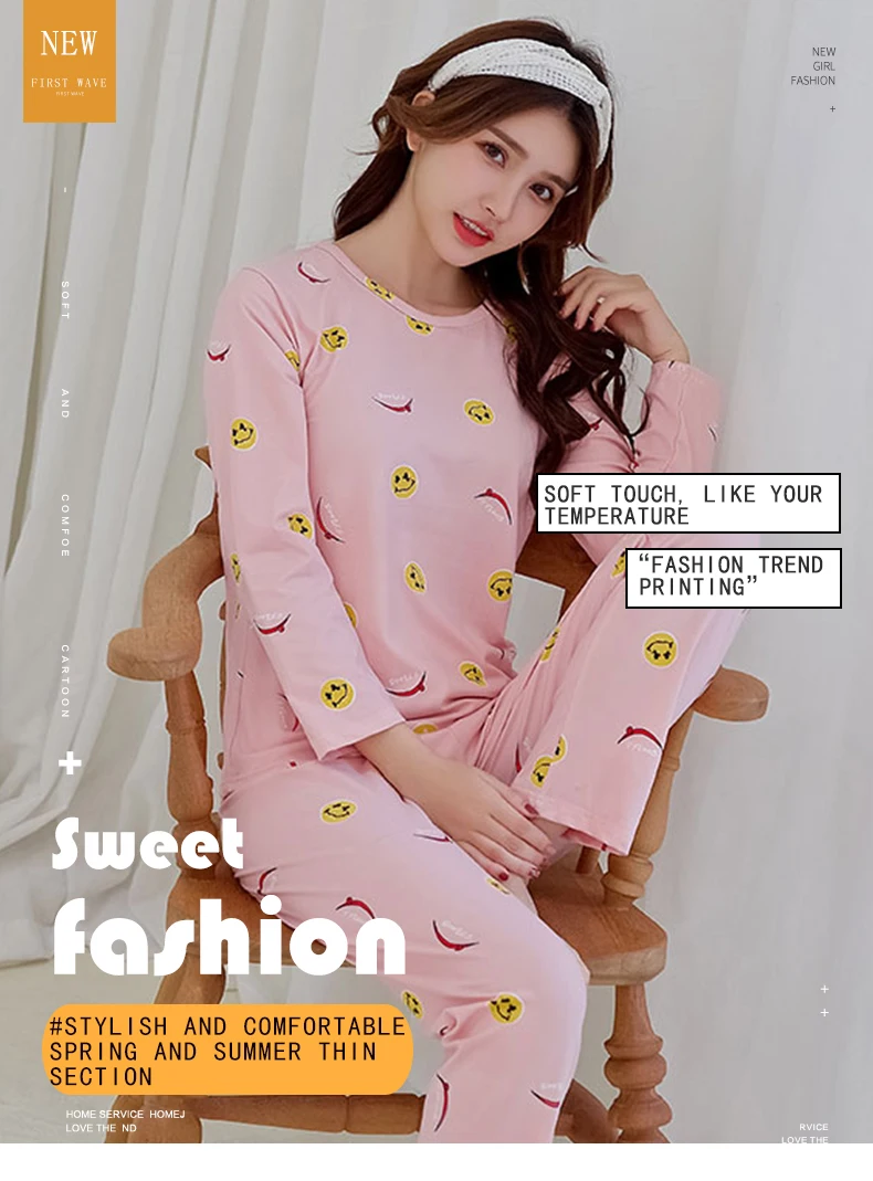 New Spring/summer Thin Pajama Suit For Women Home Wear For Women Long ...