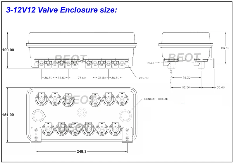 Rca3-8v / Rca3-8v8 / 3-8v6000-330 Diecast Aluminium 8 Valve Enclosures ...