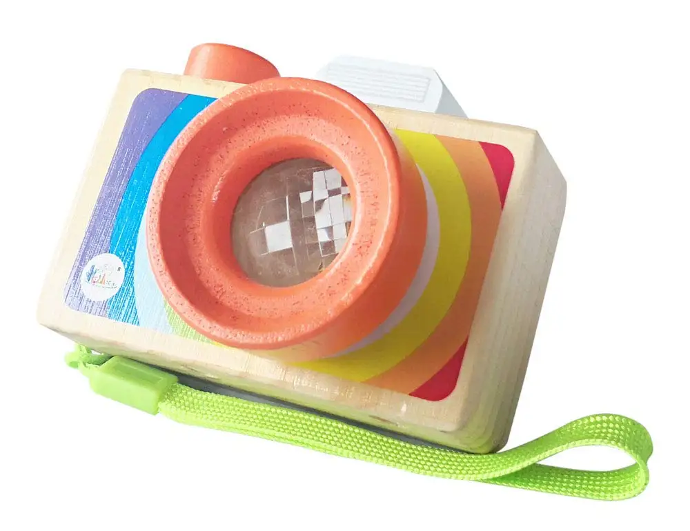 Wooden Mini Camera Toy with Multi-Prisms Kaleidoscope for Toddlers and ...