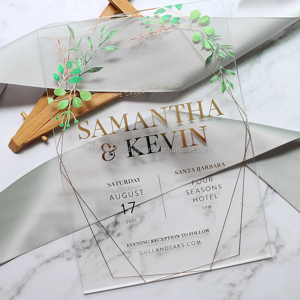 5*7 Inches Die Cut Shape Frosted Acrylic Wedding Invitation Card With ...