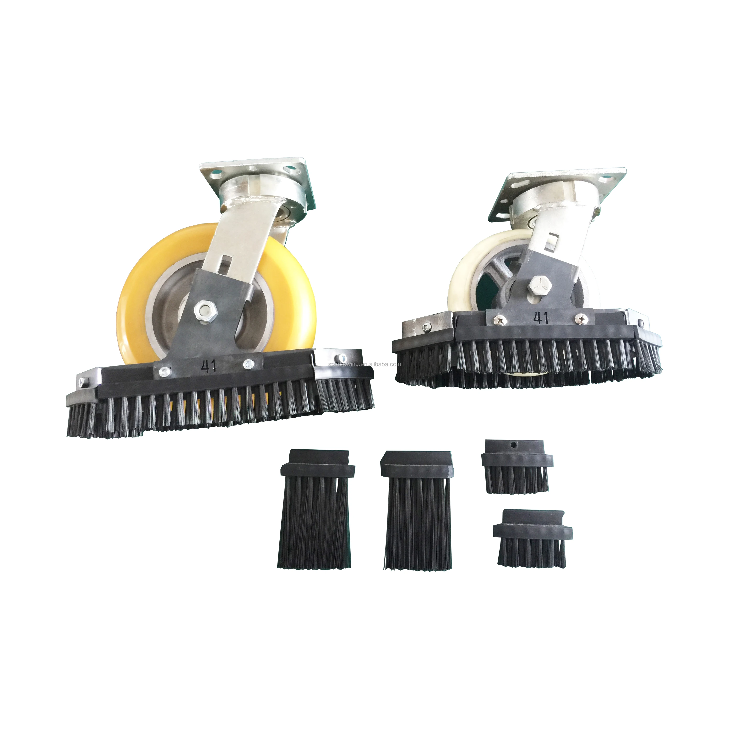 Ss Industrial Pu Casters Wheels With Self Sweeping Brush 4 5 6 8 Inch ...