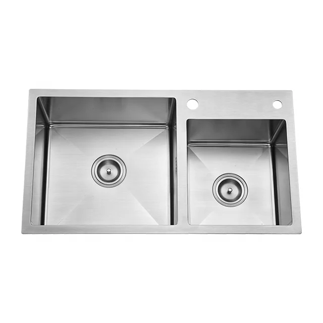 Wholesale 304 Stainless Steel Welded Square Kitchen Double Bowl Sinks ...