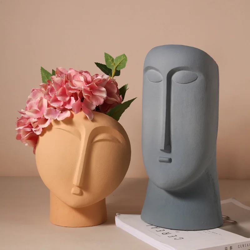 Creative Ceramic Face Plant Pot Family Decorative Head Flower Pots ...