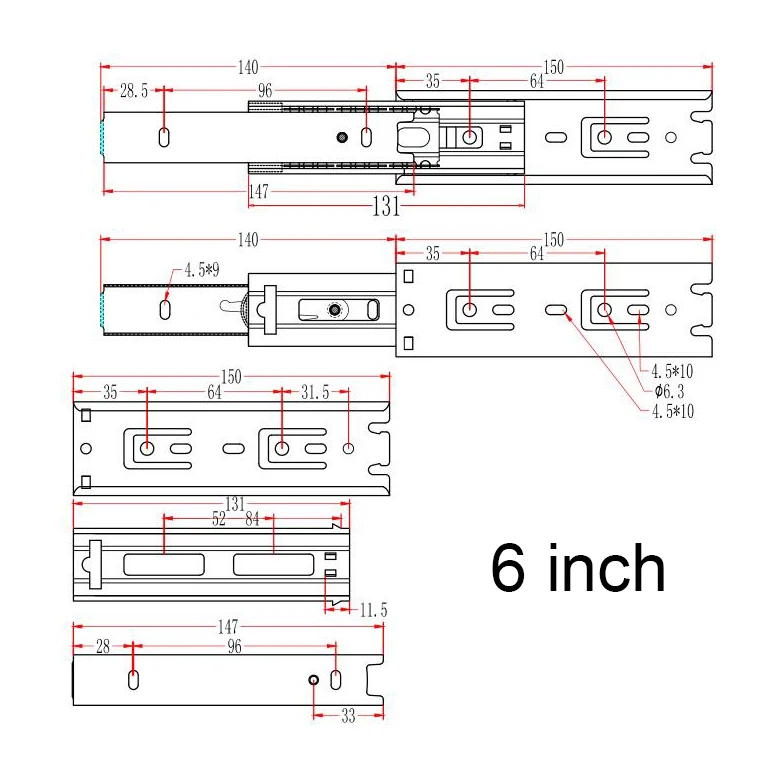 Mini Short Drawer Slides - Full Extension Guide Rail