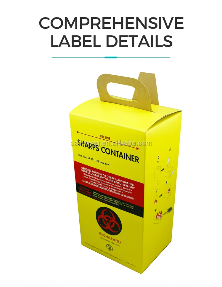 Hospital Biohazard Corrugated Paper Needle Sharps Container Cardboard ...