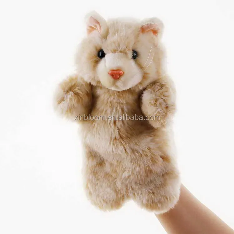 Long-haired Plush Animal Cat Big Hand Puppet Kids Animal Hand Glove ...