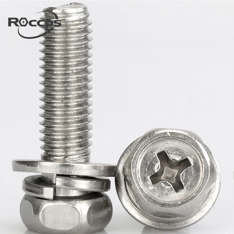 Hex Head Phillips Drive SEMS Screw with Spring & Washer