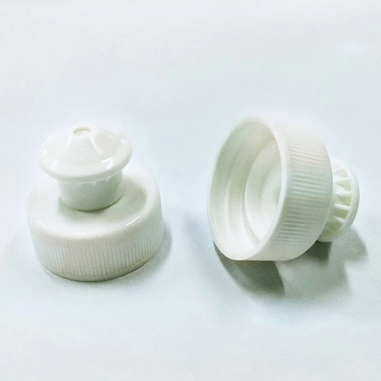 Durable Ribbed White 28/400 Plastic Push Pull Cap Lids
