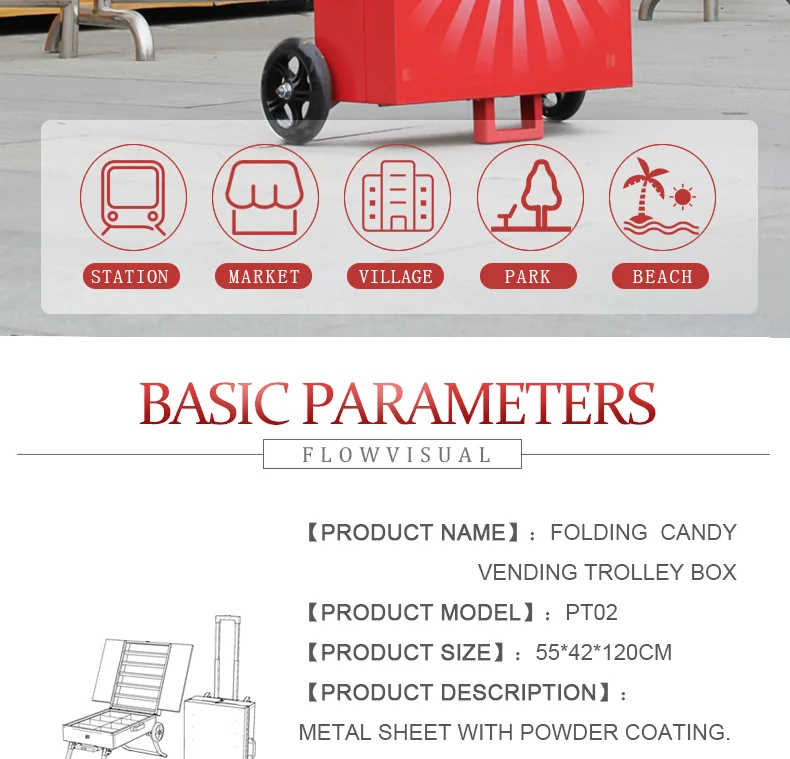 Metal Folding Candy Vending Cart - Eco-Friendly Display