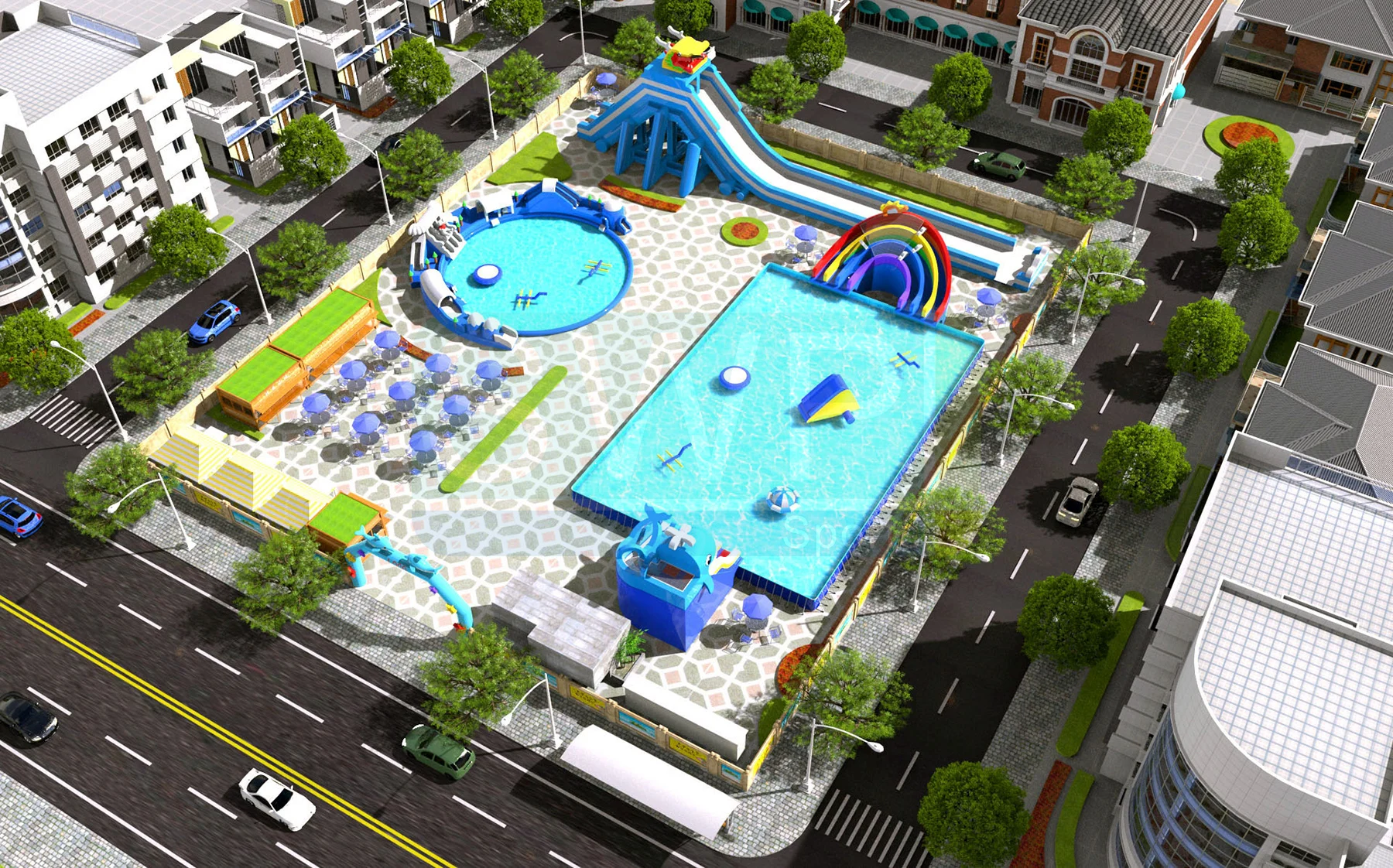 Outdoor Indoor Pool Water Slide Playground Park Swimming Pool - Buy ...