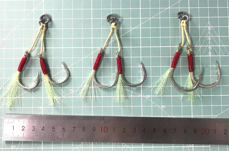 2 Sets/bag Shore Jigging Assist Hooks Double Assist Jig Fishing Hooks ...