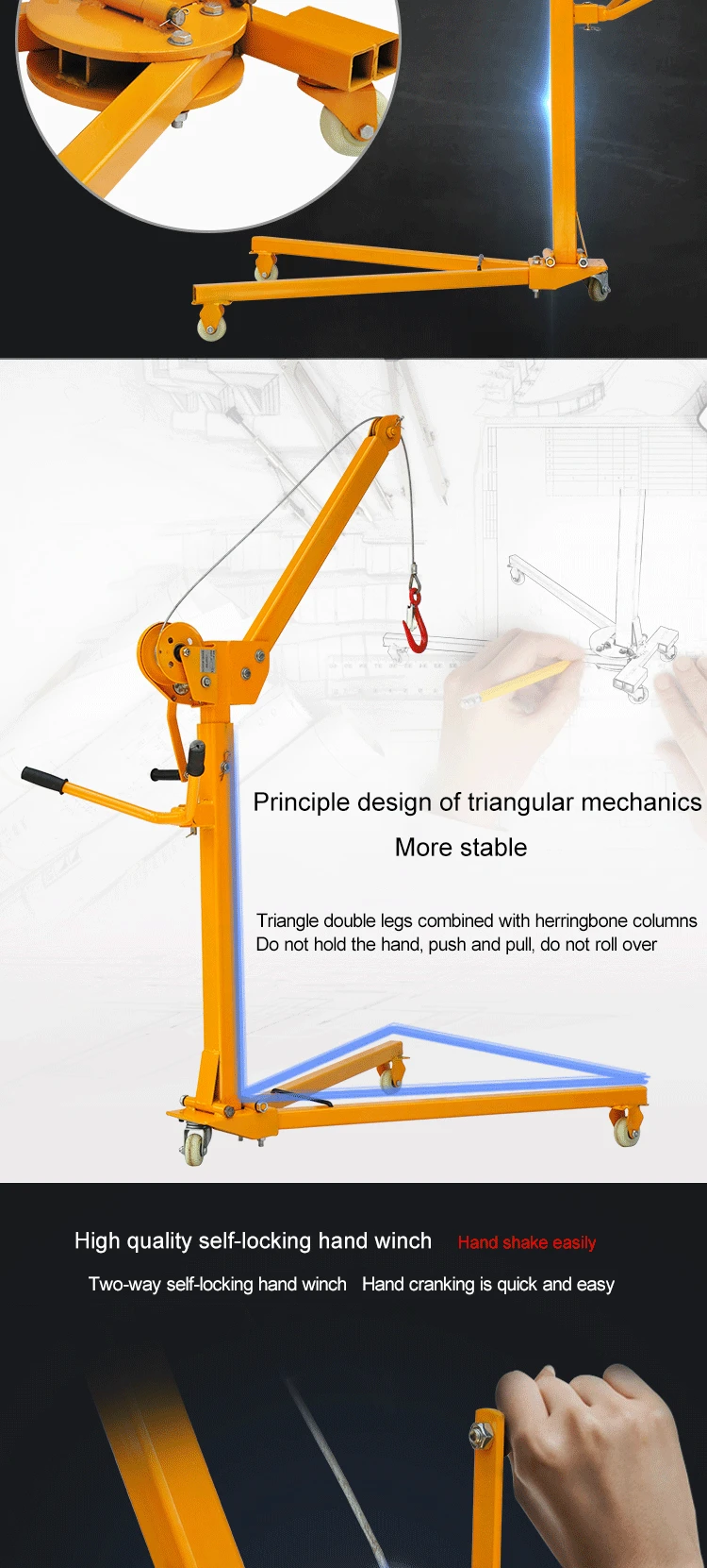 Portable Mini Crane - 200kg to 500kg Capacity, Hand Operated, Foldable ...