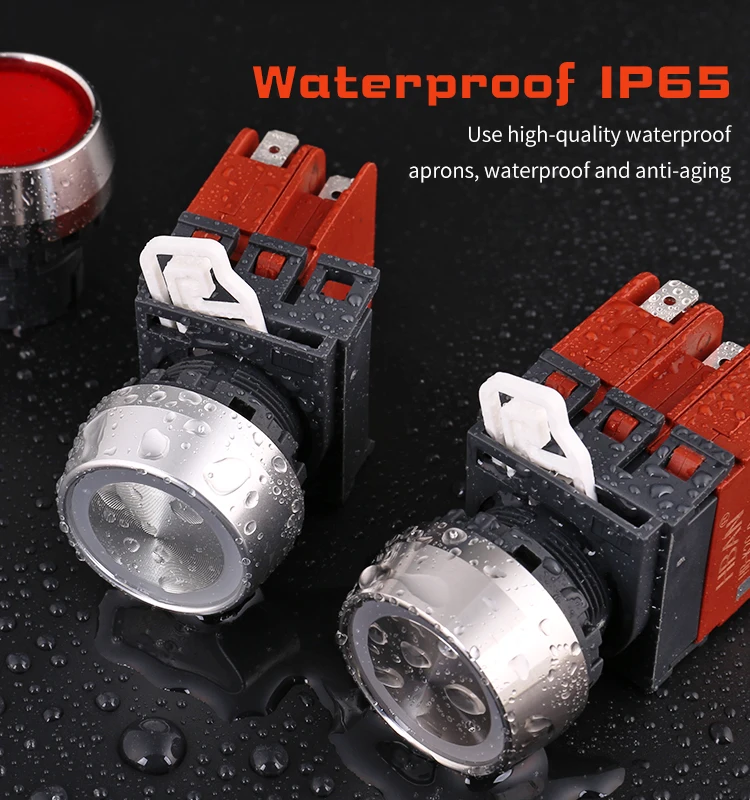 20a High Current Stainless Steel Contol 22mm Led Momentary Push Button ...