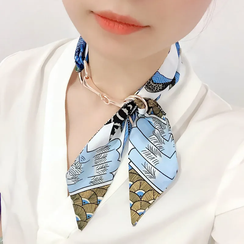 Women's Scarves Buckle Elegant Silk Scarf Clip Ring Accessories For ...