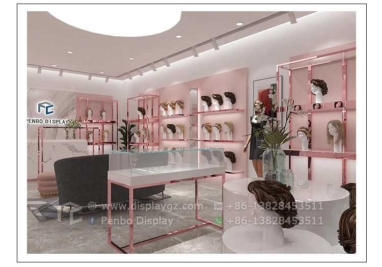 Penbo Display - Modern Wig Showcase for Retail Beauty Shop