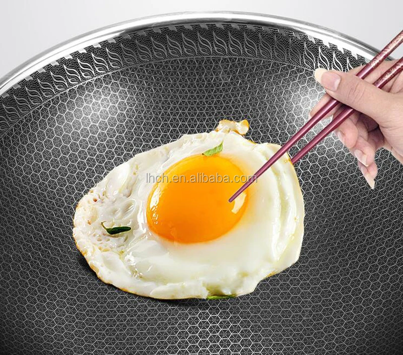 Stainless Steel Tri-ply Wok With Lid,Interior With Non-stick Semi ...