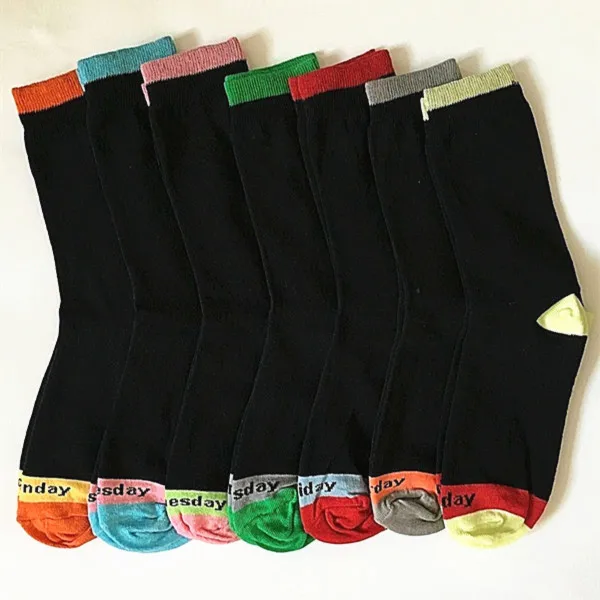 Colorful Heel Toe Cotton Material Seven Days Of The Week Socks,Custom ...
