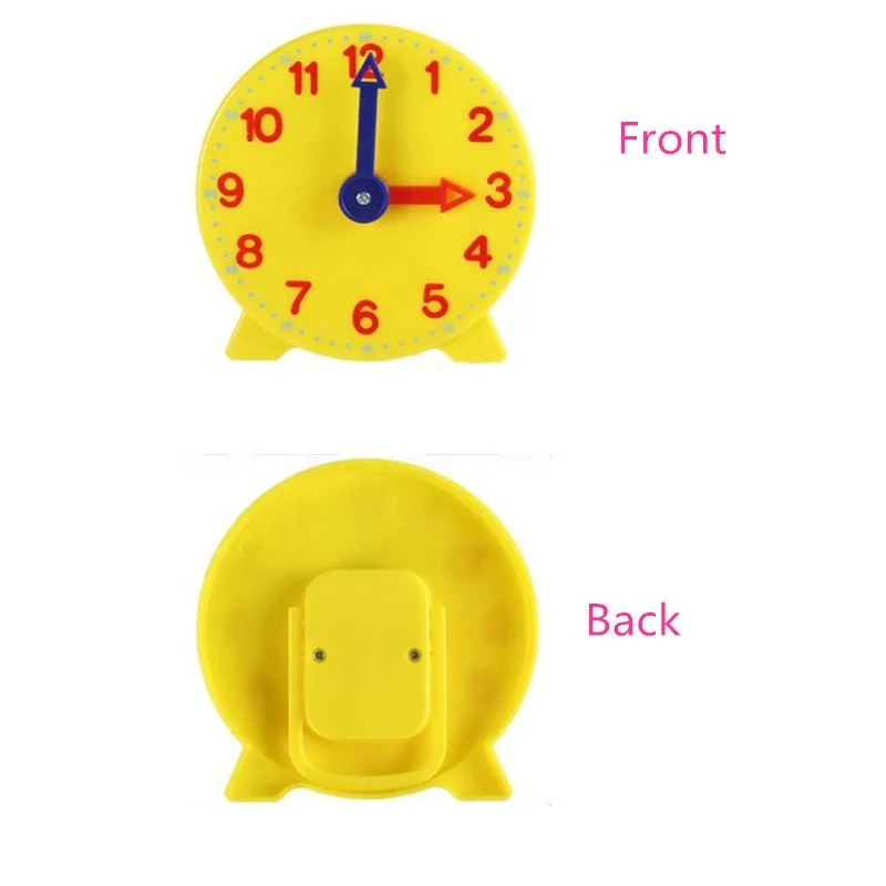 Student Learning Clock Time Gear Plastic 10cm Yellow Clock 12 Hour ...