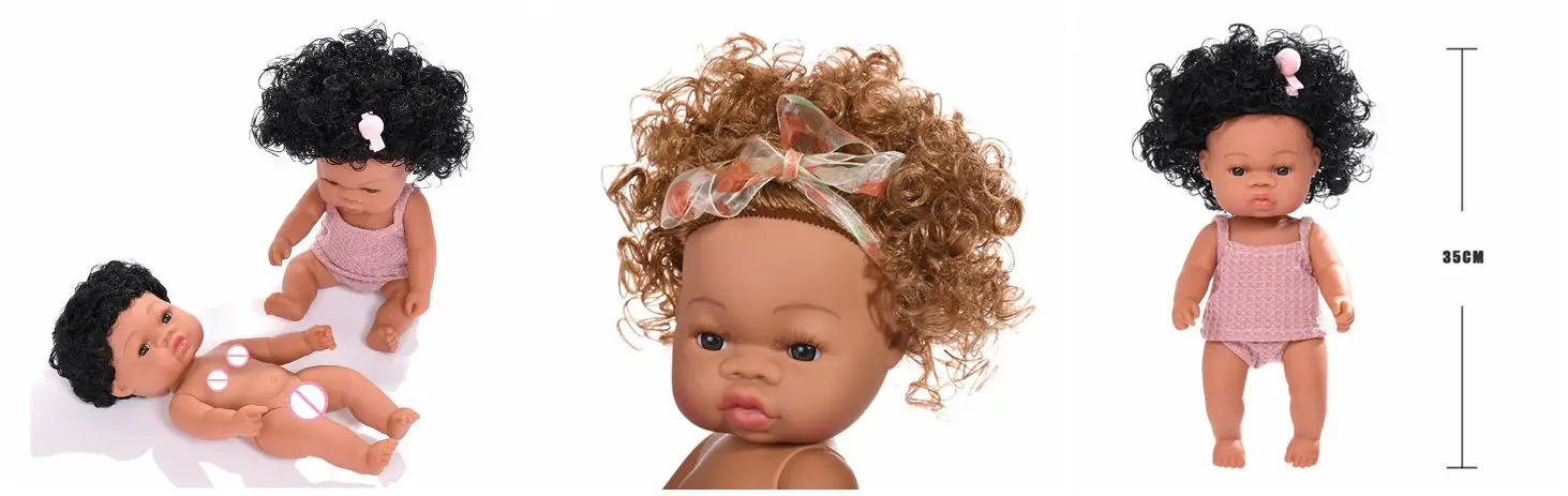 Black Reborn Doll Afro Hair 35 Cm - Perfect for Play!