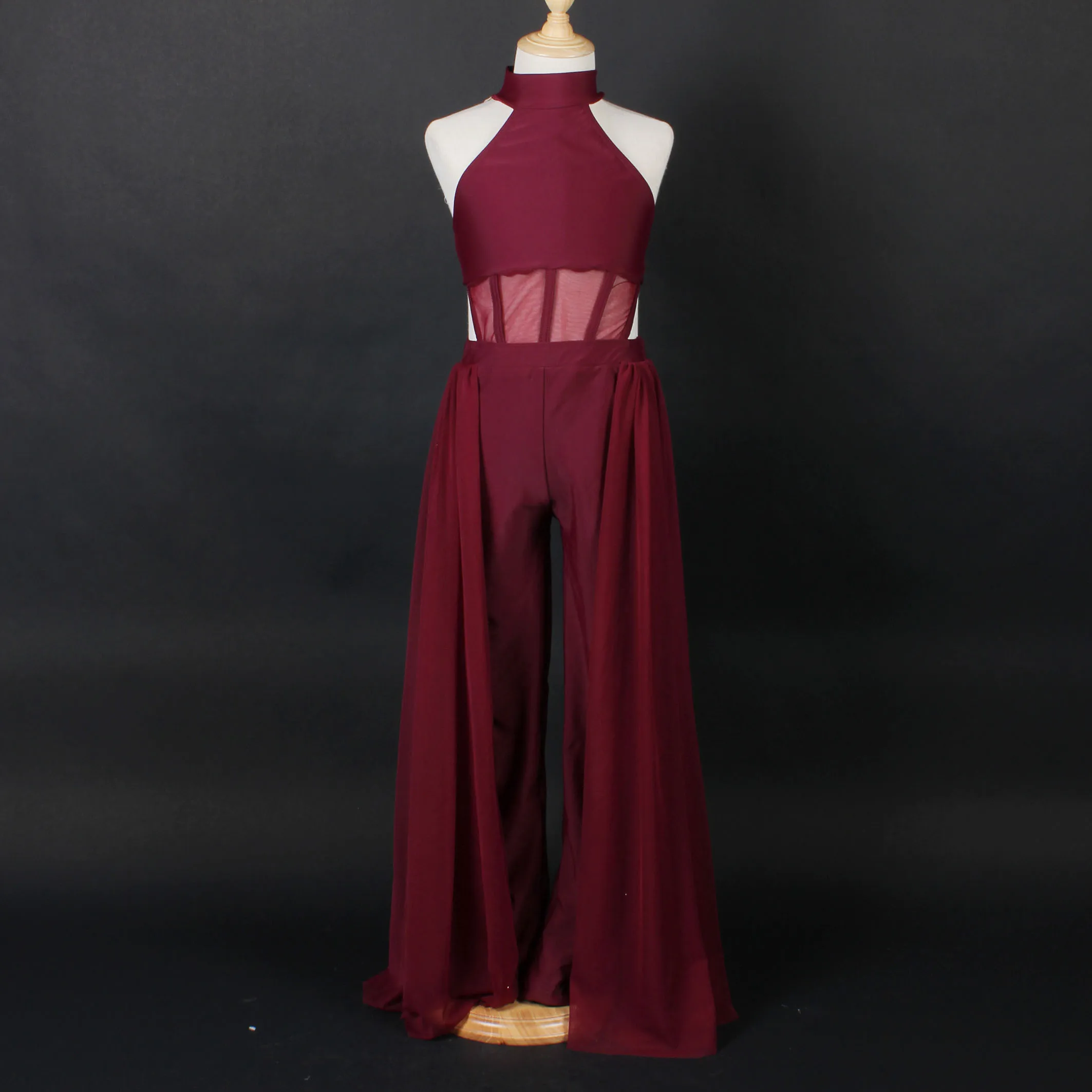 Spandex Mesh Halter Unitard - Perfect for Dance Competitions