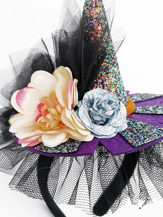 Black Clolr Witch Hat Halloween Headband Glitter Halloween Headband ...