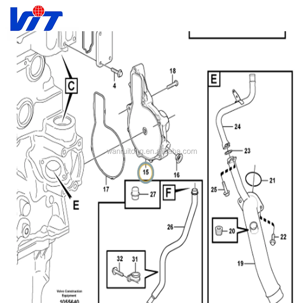 Vit Coolant Pump 20744939 D11 D13 D16 Engine 85109694 22902431 - Buy ...