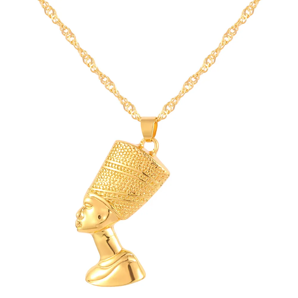 2020 Fashion Egypt Pharaoh Head Pendant Costume Jewelry Gold Plate ...