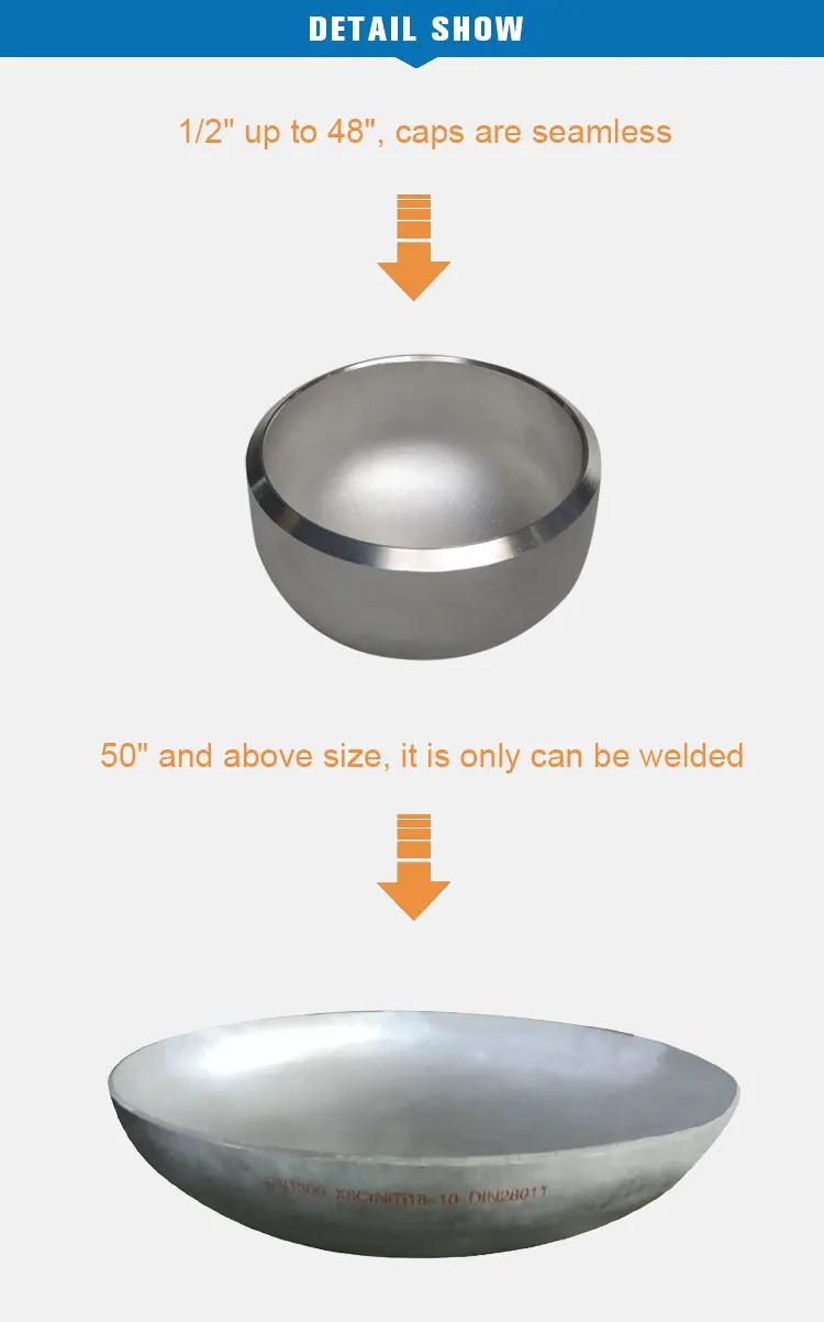 WELDING CAP 12 Inch DN300 Sch40 Stainless Steel Pipe Cap