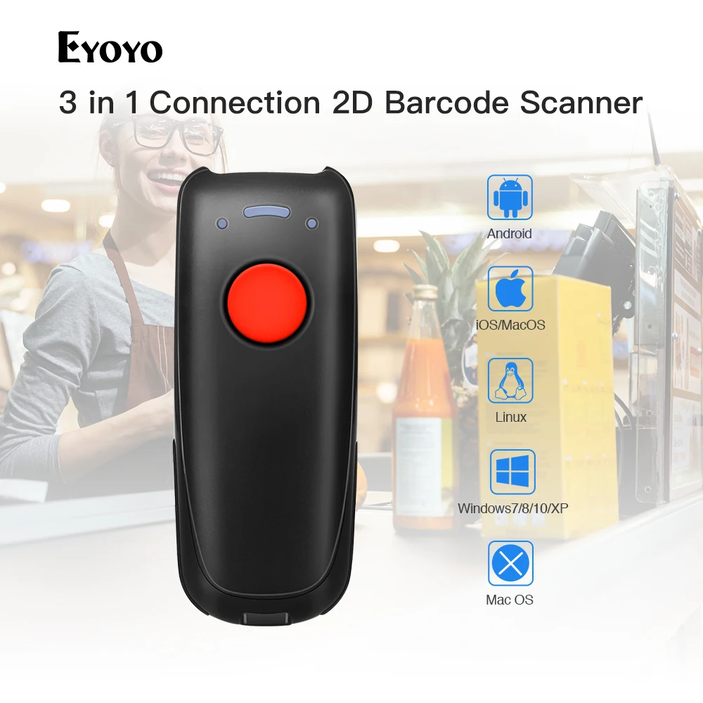 Mini 2d Wireless Barcode Scanner,Compatible With B-t Function & 2.4ghz ...