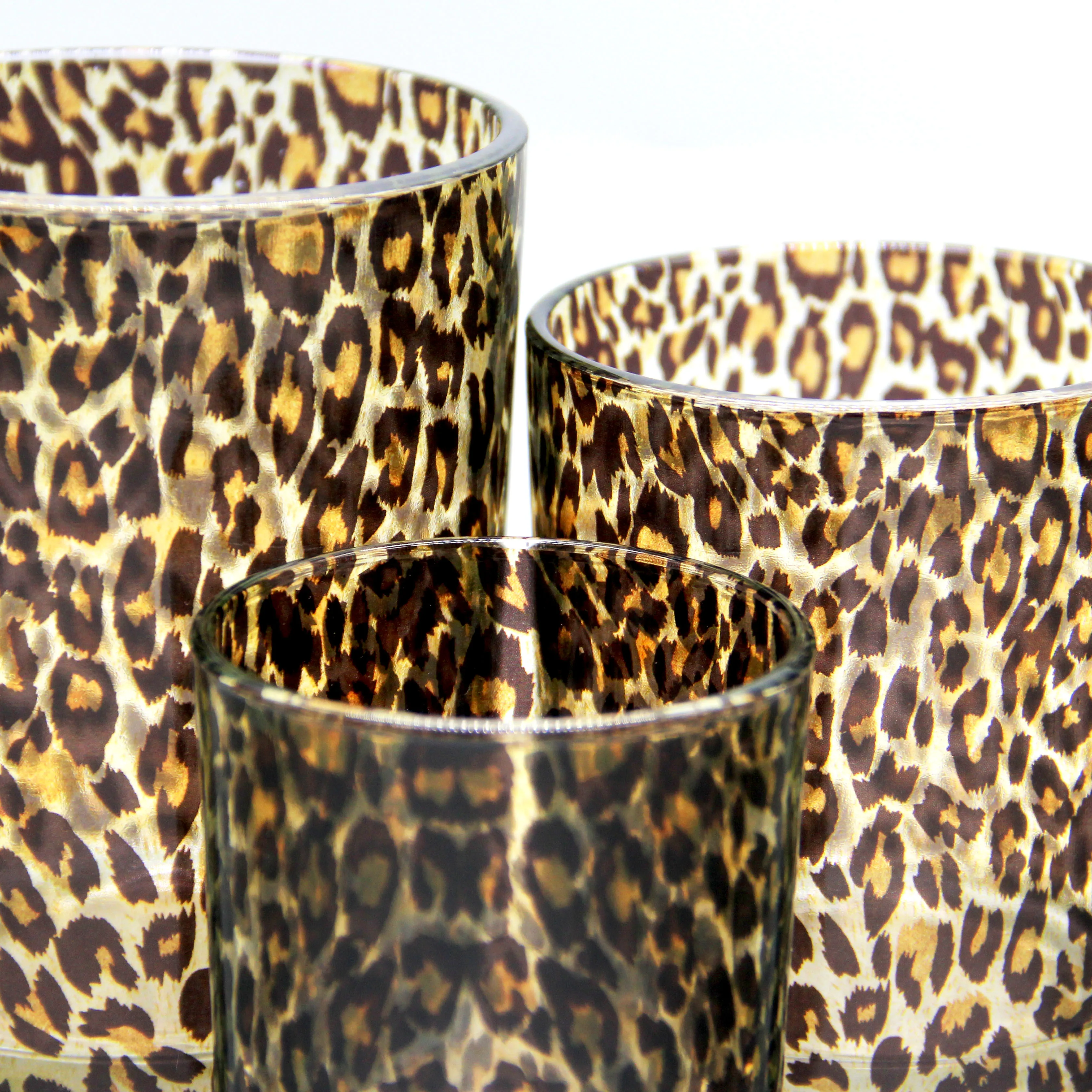 Wholesale Custom Leopard Decoration Glass Candle Holder Leopard ...