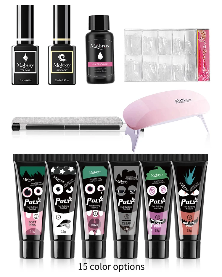 Mobray Professional 6 Colors 15g Poly Gel Nail Extension Kit Nail Art ...