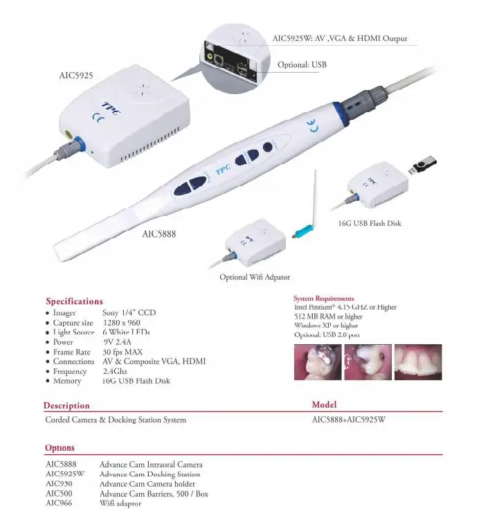 Cámara Dental Intraoral Tpc Super Advance,Con Cámara Inalámbrica Y ...