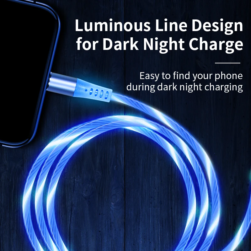 Hot Sale Led Flowing Light 3 In One Magnetic Charging Cable Light Up ...
