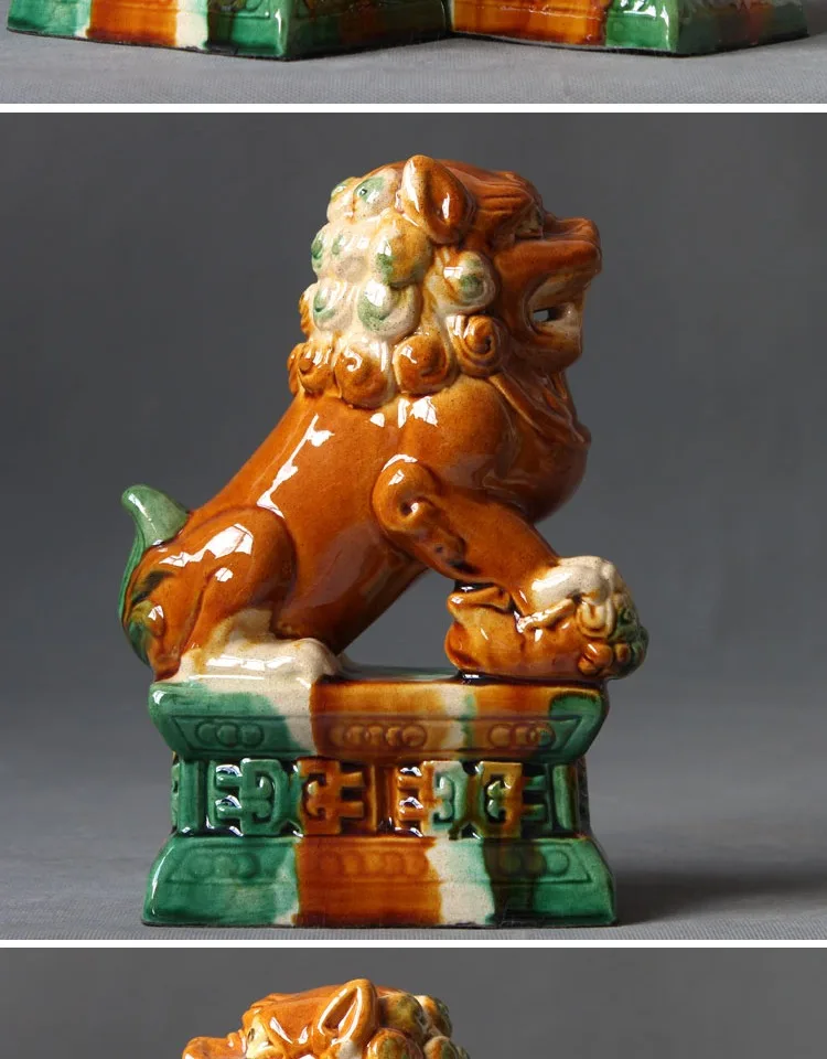 Tang Dynasty Fu Statue - Green Color Tri-Coloured Glazed Pottery