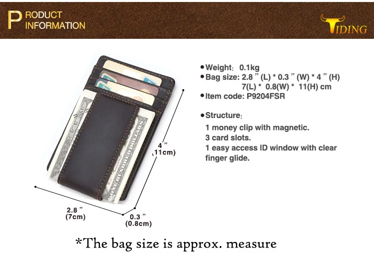 TIDING Men Custom Logo RFID Blocking Slim Front Pocket Wallet
