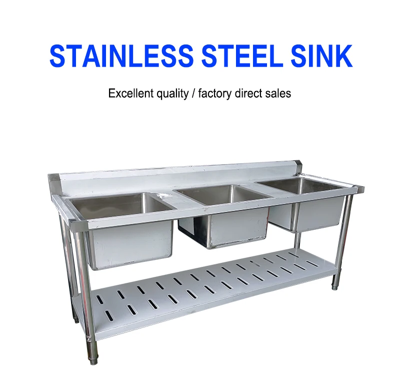 Double Bowl Commercial Stainless Steel Sinks for Restaurants
