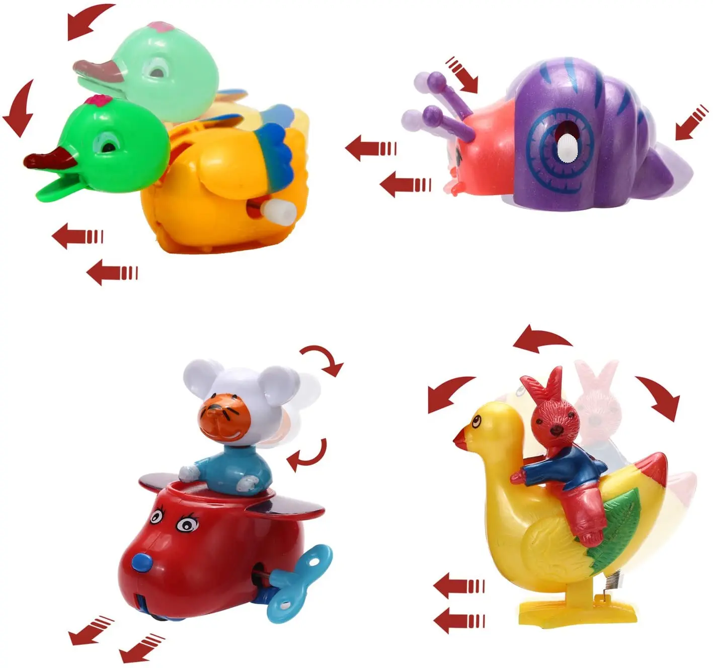 Assorted Animal Wind-up Toys for Kids Party Favors