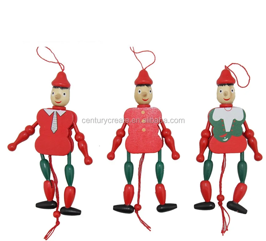 Classic Wooden Pinocchio Custom Pull String Doll - Mini Toy