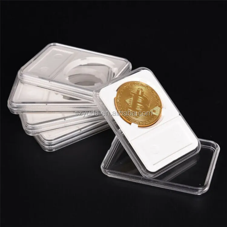 Clear Plastic Re-open Coin Capsules Rectangular Acrylic Label Cards ...