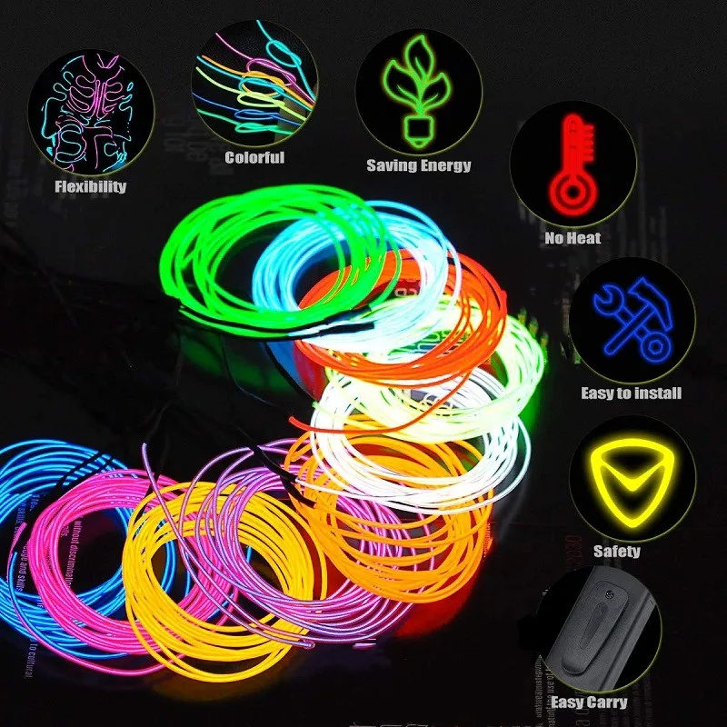 Party Christmas Decoration Led Light 2.3mm 3m Diy Flexible Colorful Led ...