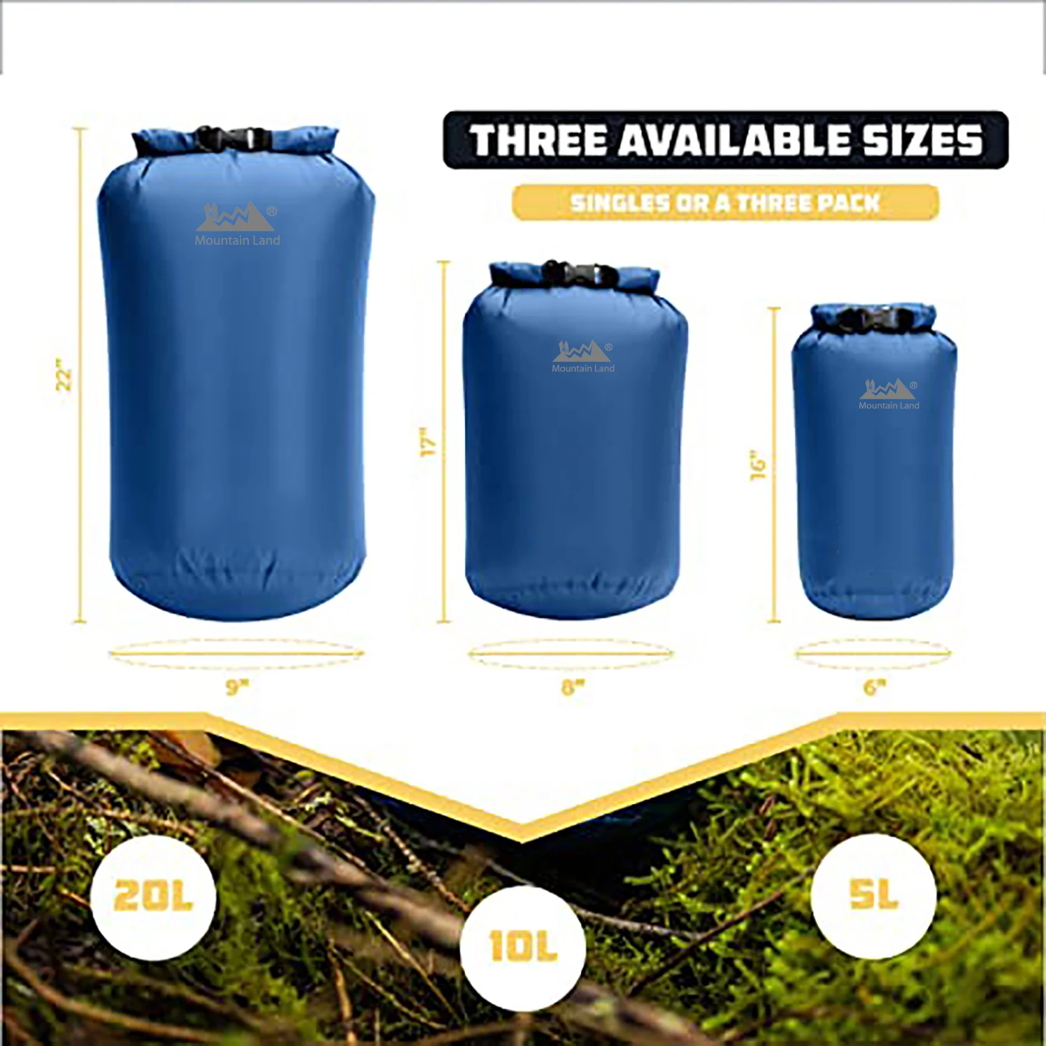 Dry Bag 3-pack Fully Submersible Ultra Lightweight Airtight Waterproof ...