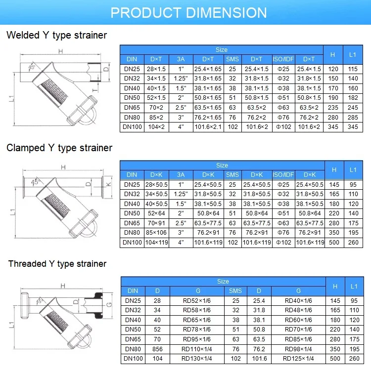 Sanitary Y Type Strainer - Durable Stainless Steel Filter