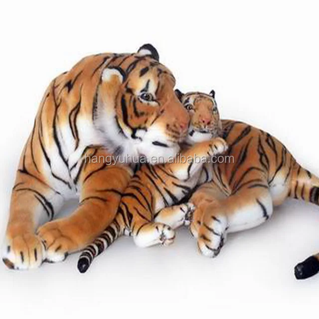 Simulated Stuffed Tiger With Baby Realistic Plush White Tiger Mother ...